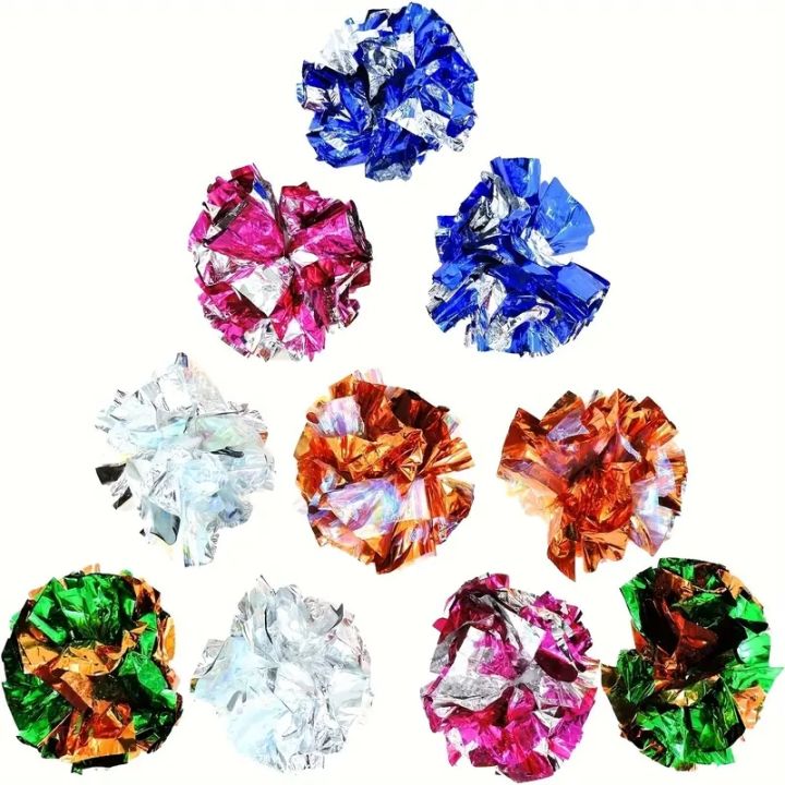 10pcs Colorful Crinkle Balls Sound Tin Paper Toy for Cat Durability ...