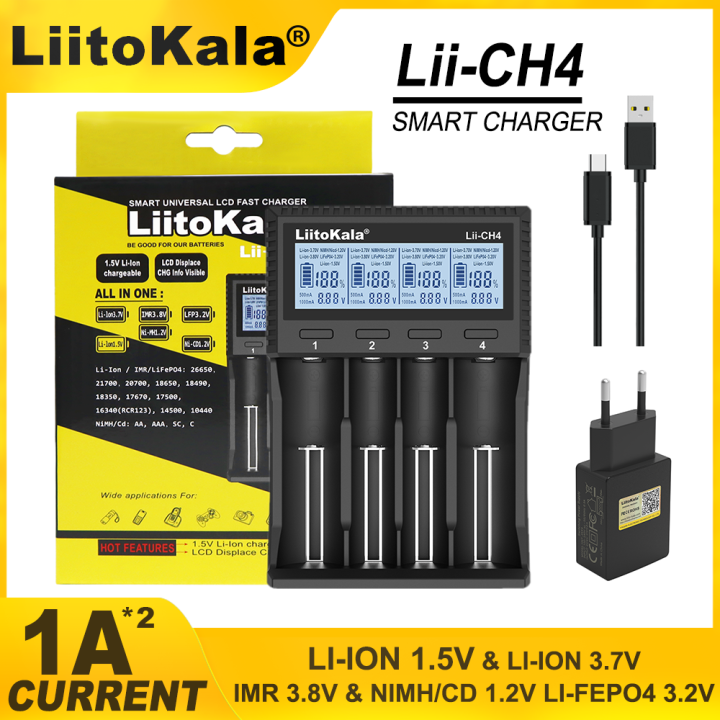 LiitoKala Lii-CH4 CH2 5V 2A EU US UK AU Plug 21700 18650 26650 Battery ...