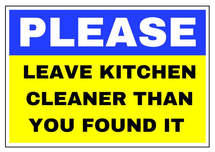 Please Leave the Kitchen Clean Signage A4 Size Laminated | Lazada PH