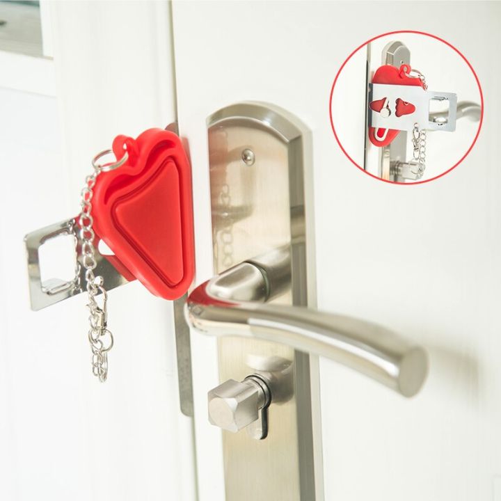 Security Portable Door Lock Latch No Drill Manual Hotel Room Devices ...