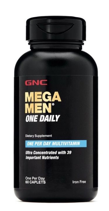 GNC Mega Men One Daily Iron Free 60 Caplets Multivitamin Immune and ...