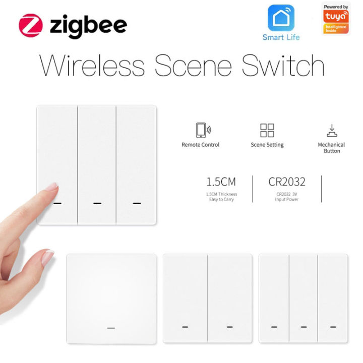 Tuya ZigBee Smart Wireless Scene Switch 12 Scene 3 Gang Switch Push ...