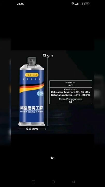 Lem Besi AB TERTELL Tahan Panas Industrial Metal Repair Glue / Lem AB ...