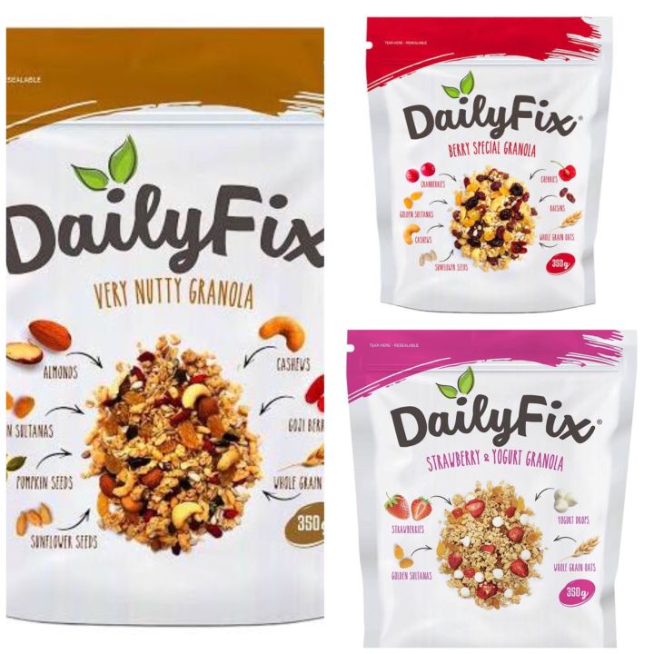Daily Fix Very Nutty/Strawberry & Yogurt/Berry Special Granola 350g ...