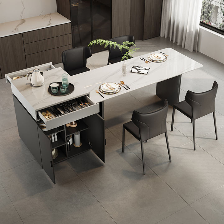 Stone Plate Kitchen Island Dining Table Integrated Designer Rectangular ...