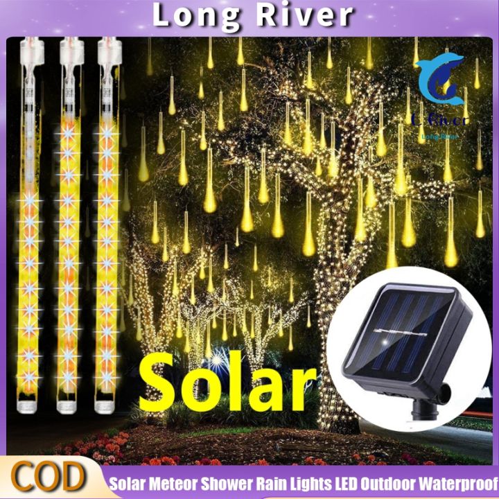 【COD】Solar/Plug in Meteor Shower Rain Lights LED Outdoor Waterproof ...