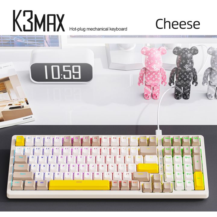 K3 Mechanical Gaming Keyboard 98 Keys RGB Retro Metal Panel Anti ...