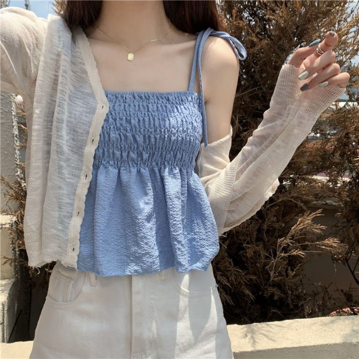 French style Sweet Pleat Tube Top Anti-exposure Vest Women Inner wear ...