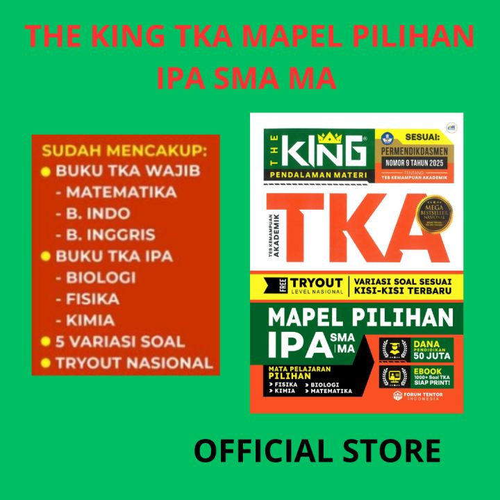 BUKU THE KING MATERI BANK SOAL TKA MAPEL PILIHAN IPA SMA MA 2026 ...