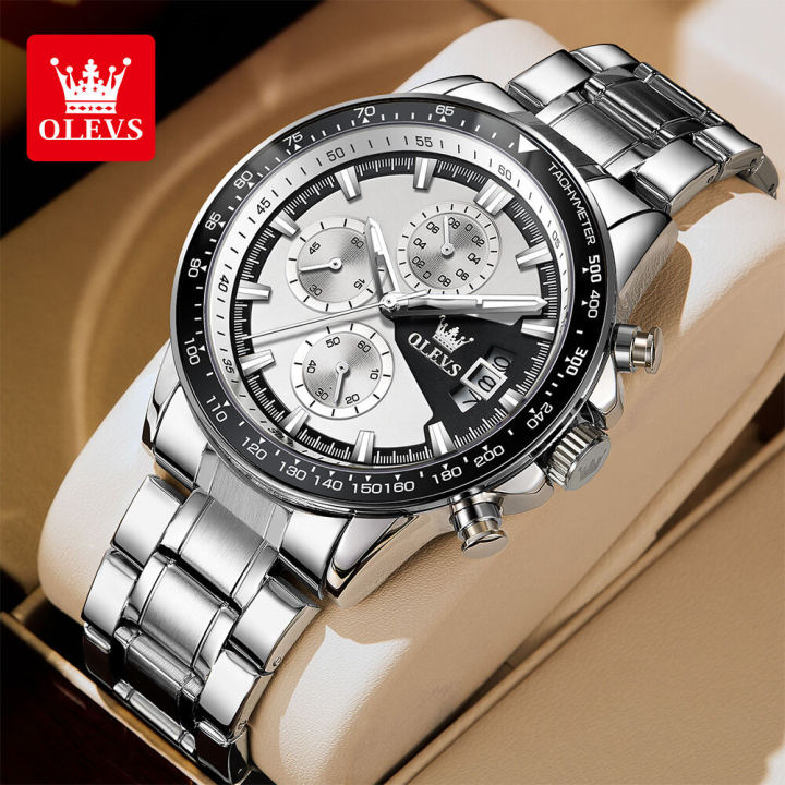 OLEVS Jam Tangan Pria Original Cowok Rantai Anti Air Analog Kuarsa ...