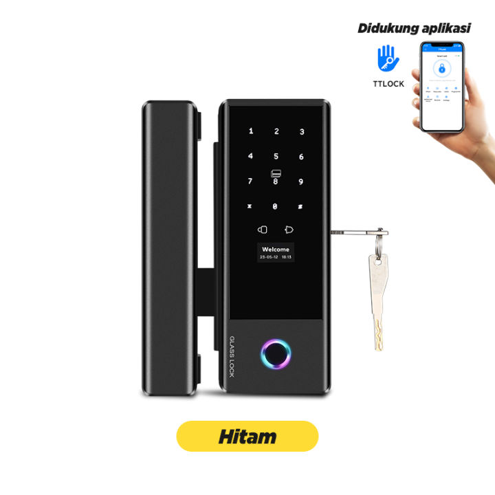 Smart Glass Door Lock Tuya WiFi Kunci Pintu Sliding with Doorbell ...