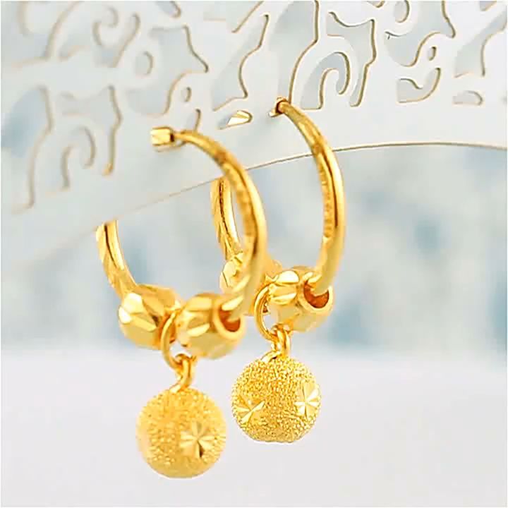 18k saudi gold earrings pawnable legit gold transshipment bead leaf ...
