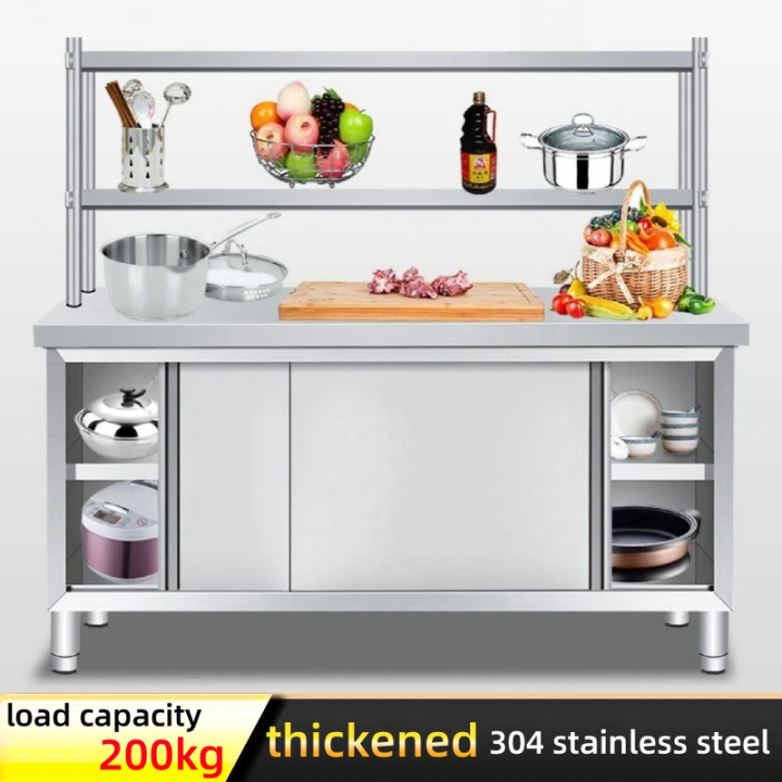 Kitchen Island Counter Table Stainless Steel Kitchen Storage Cabinet ...