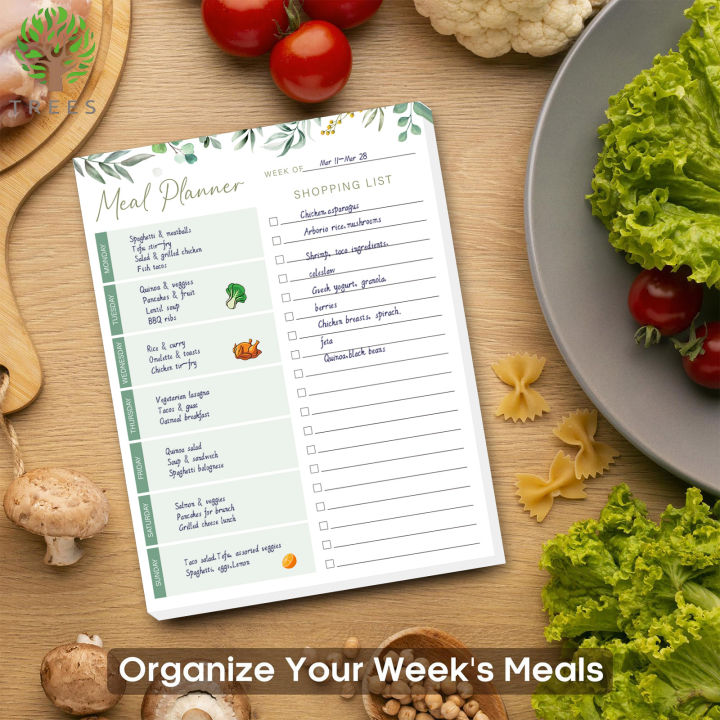 Magnetic weekly meal planner, refrigerator with 52 uncoated and tear ...