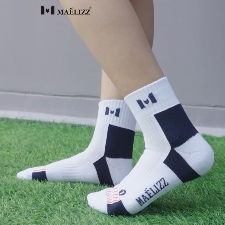 [ซื้อ 1 แถม 1] 2คู่ Maelizz ถุงเท้ากีฬาแบดมินตัน เทนนิส ถุงเท้าวิ่ง ผ้าฝ้ายหวีไร้เส้นใยบริสุทธิ์ ...