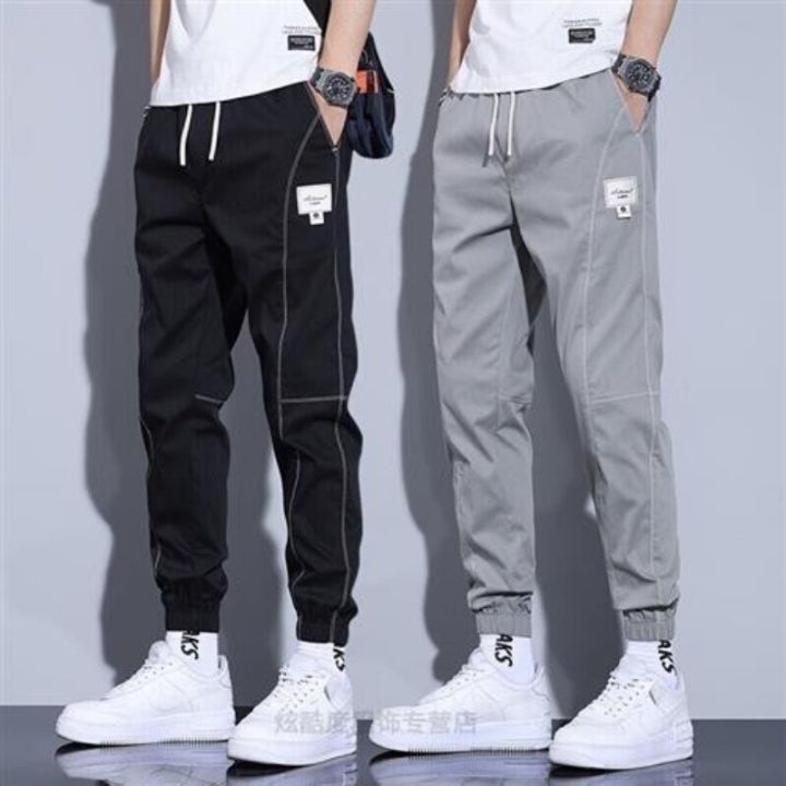 Men's Khaki Joggers Street Style Loose Fit Wide Leg Casual Pants ...