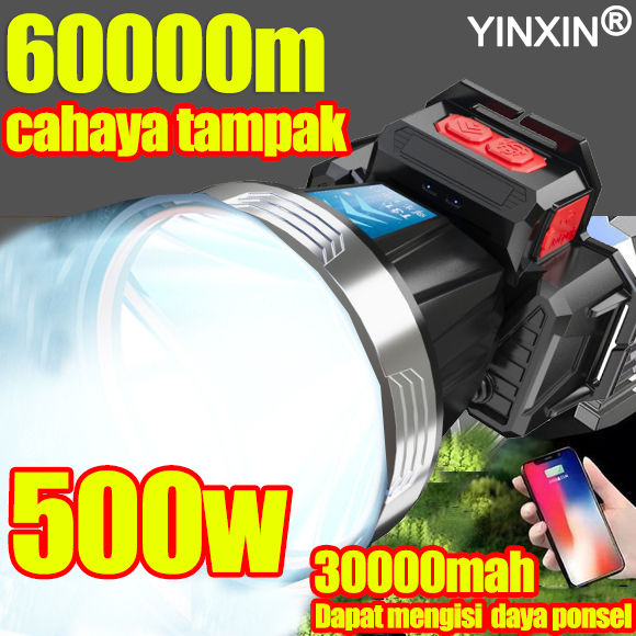lebih terang dari matahari Senter cas kepala 300 WATT Senter kepala ...