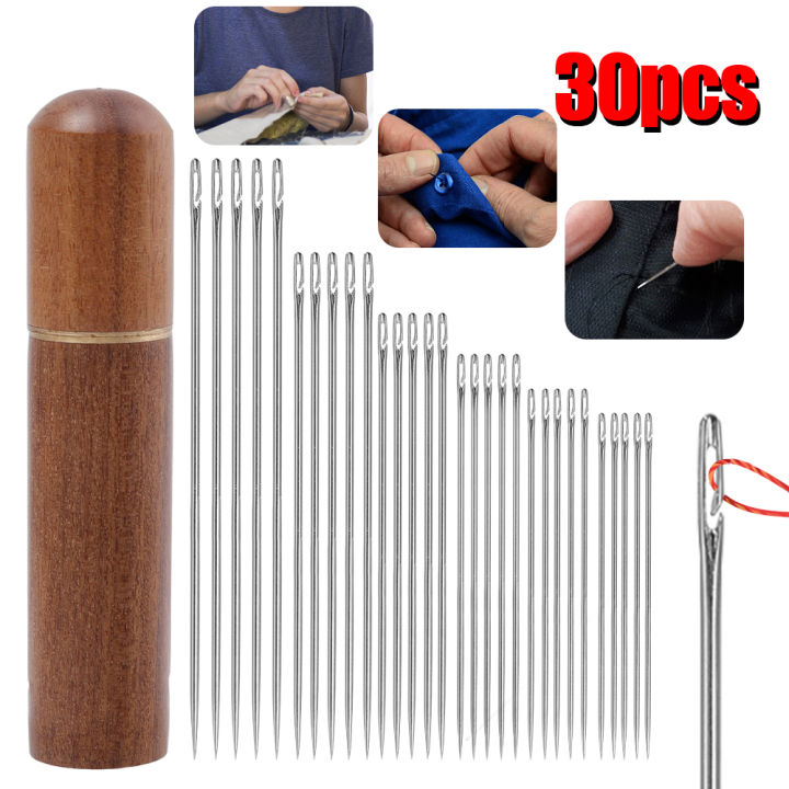 30PCS/Set Blind Sewing Needles for Elderly Big Hole Self Threading ...
