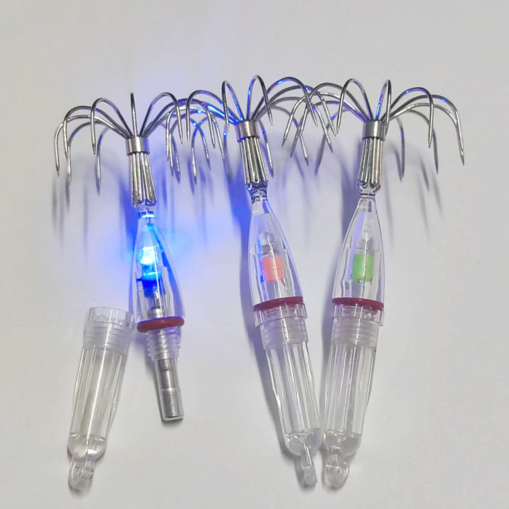 Squid Fishing Hooks with LED lights Lures Fishhooks Light Easy to Use ...