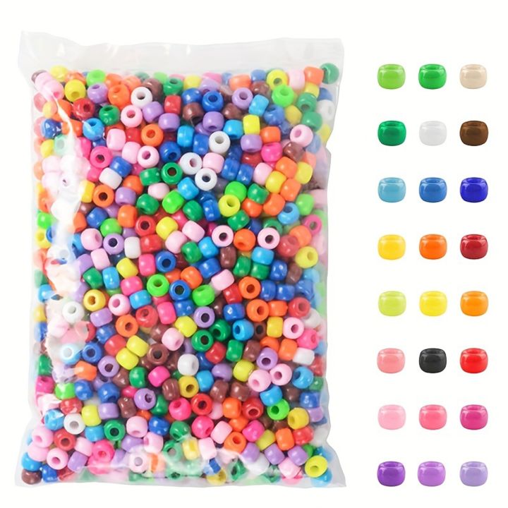 600/1200/1800pcs Mixed Color Pony Beads 6x9mm Set for DIY Jewelry ...