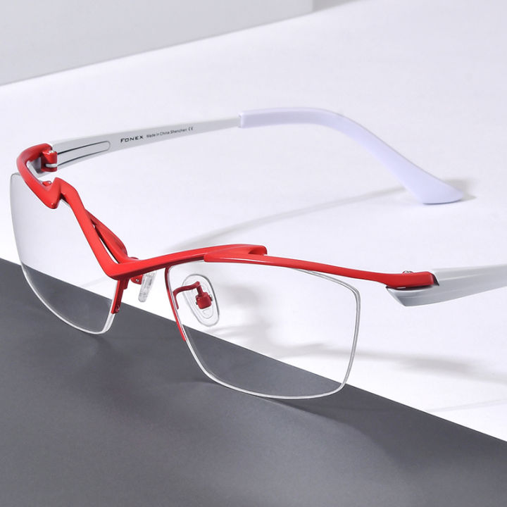 FONEX Titanium Glasses Frame Men 2025 New Brand Design Semi-Rimless ...