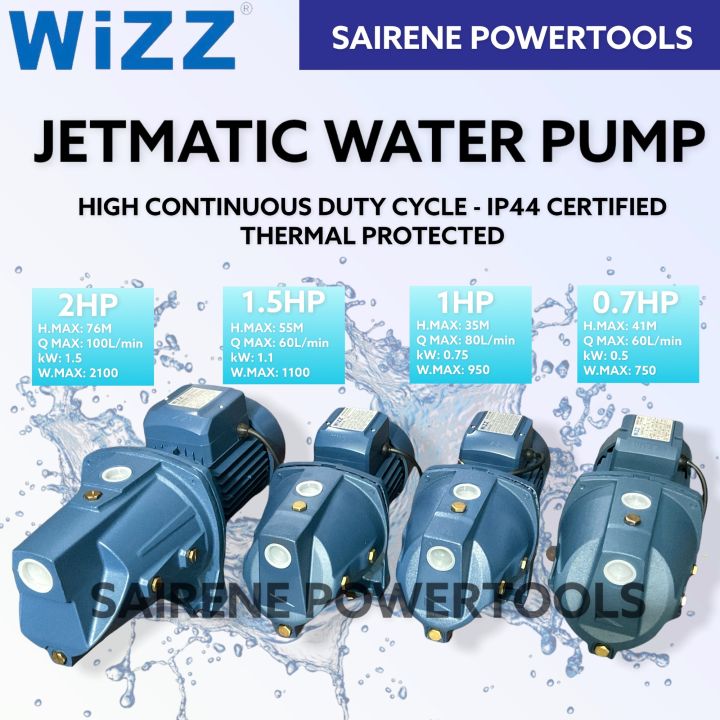 0.7 HP JET MATIC WATER BOOSTER PUMP WJSW/1BE 100% Brass Impeller Wizz ...