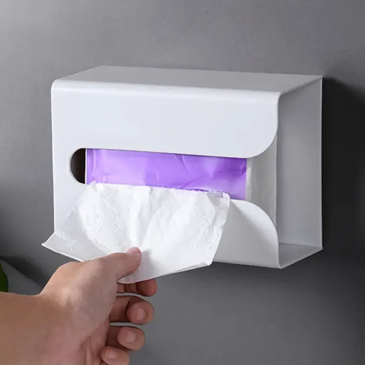 Wall-Mounted Tissue Box Paste-Type Tissue Storage Box Roll Tissue Box ...