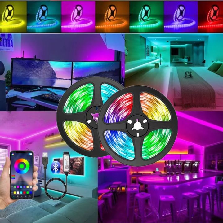 1-15m RGB LED Strip Lights Bluetooth App Remote Control 5V USB Music ...