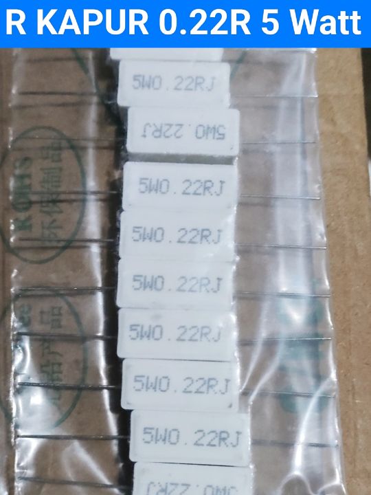 (10 Pcs) Resistor Kapur 5 Watt 0.22 ohm ,0.33 ohm ,0.47 ohm ,0.5 ohm ,4.7 ohm dan 10 ohm ...