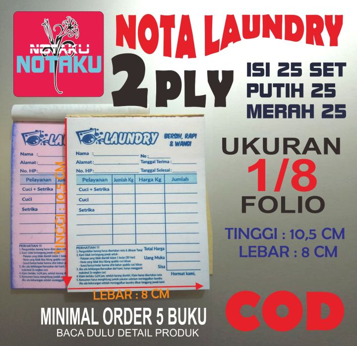 bon nota laundry 2 ply tulisan biru. ukuran Mini 10,5x8 cm. Minimal ...