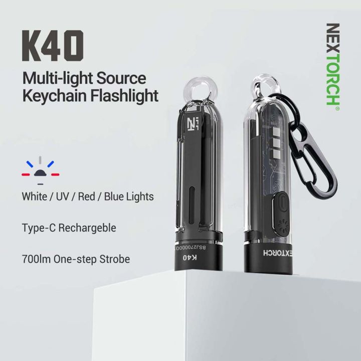 NEXTORCH K40แหล่งกำเนิดแสงอเนกประสงค์พวงกุญแจไฟฉายกระเป๋าไฟฉายแบบชาร์จไฟได้พร้อมไฟแสง UV สีดำแดง ...