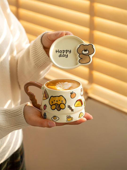 April Super Beautiful Ceramic Coffee Cup with Lid Luxury Sensation Cute ...