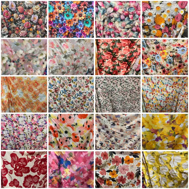 Kain katun rayon motif bunga (harga tertera 0,5m) kode 30.10.25 ...