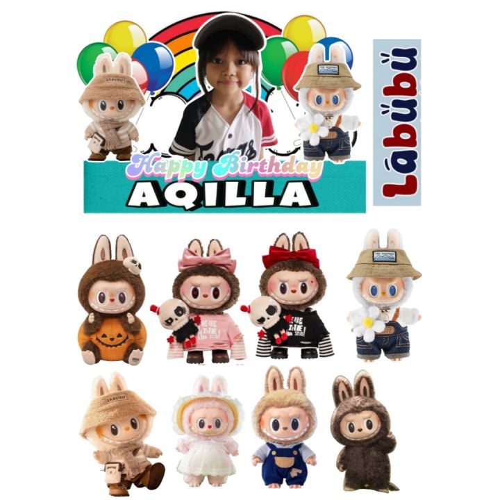 Topper Labubu custom nama dan foto Happy birthday | Lazada Indonesia