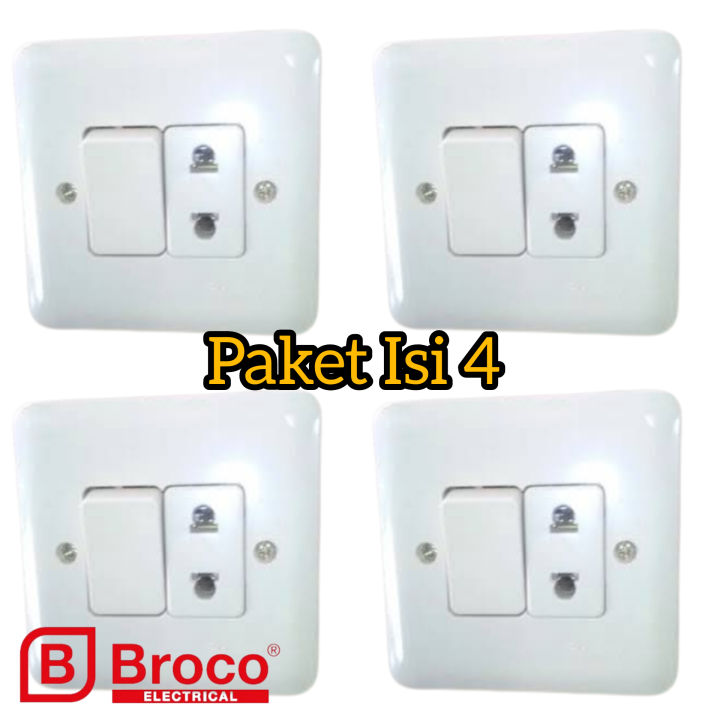 Paket Isi 4 | Stop Kontak Saklar Engkel Broco putih | Lazada Indonesia