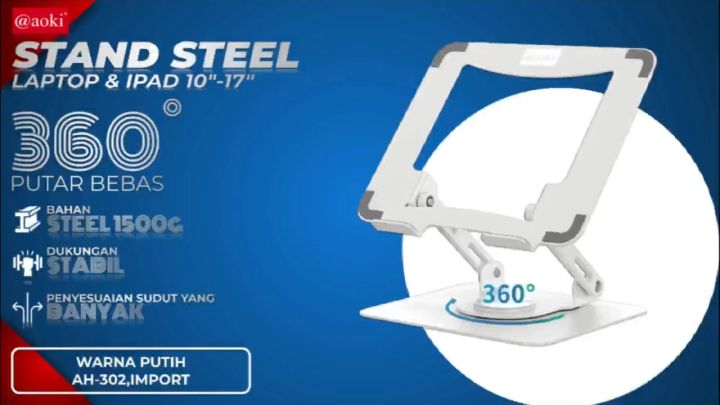 AOKI Laptop Stand dengan 360° Rotasi Base, Penstabil Komputer Ergonomis untuk Meja, Ketinggian ...
