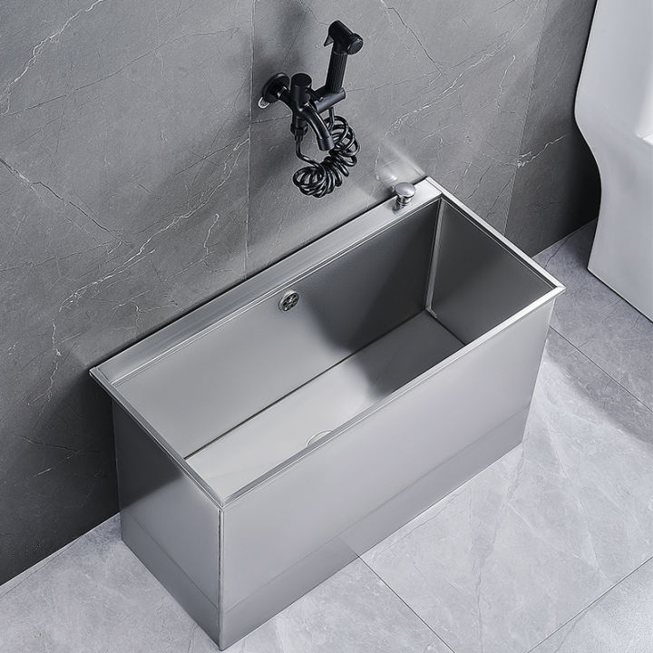 Stainless Steel Mop Pool Floor Standing Mop Sink Integrated Sink ...