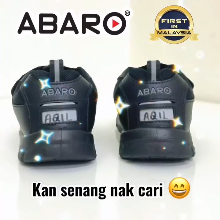 ABARO Name Your Shoes Kasut Sekolah Hitam Sekolah Rendah PVC + MESH | PRIMARY BLACK SCHOOL SHOES ...