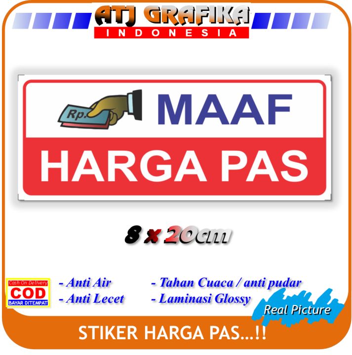 Stiker maaf harga pas sticker toko anti tawar menawar barang dagangan ...