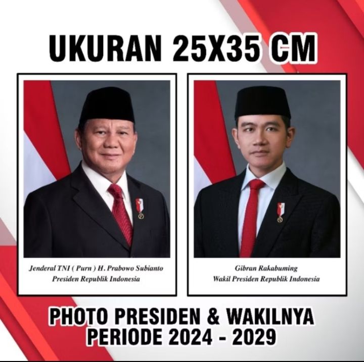 Paket 5 Lembar Pasang Poster PRESIDEN DAN WAKIL PRESIDEN PERIODE 2024-2029 UNTUK DINDING KELAS ...