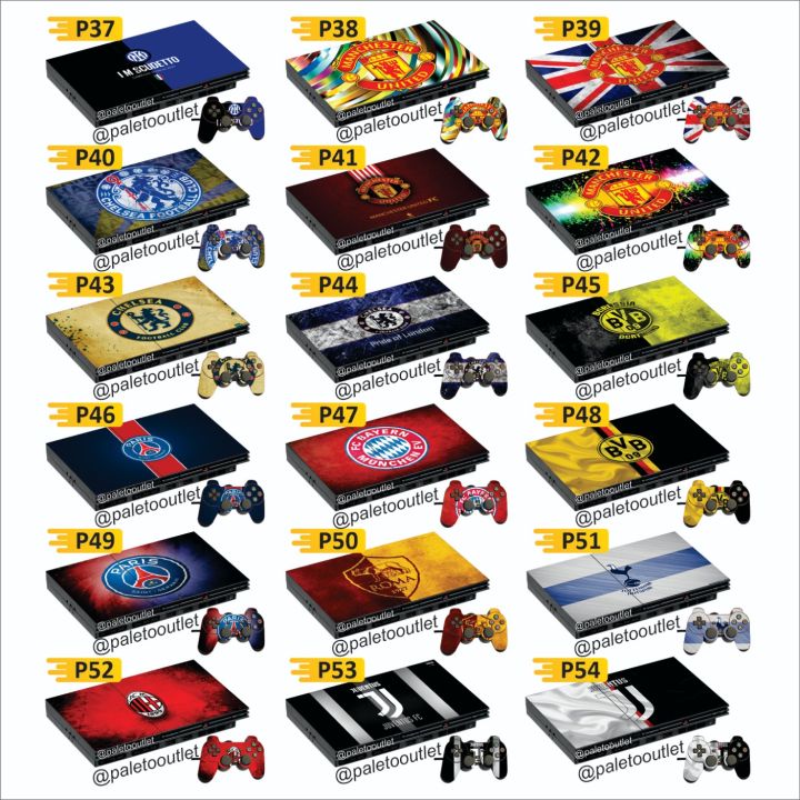 garskin ps2 slim ps2 fat motif club bola | Lazada Indonesia