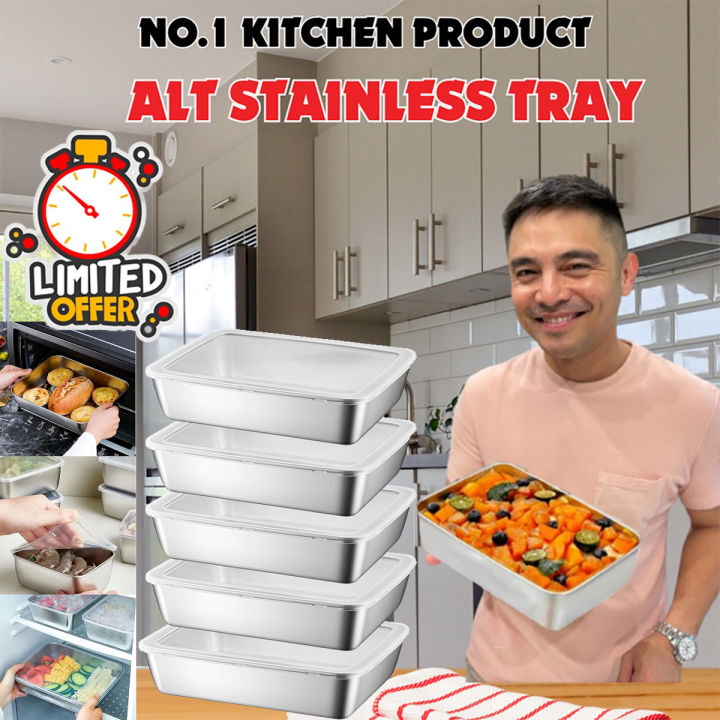 304 Stainless Steel Japanese Style Tray Food Storage Box With Lid ...