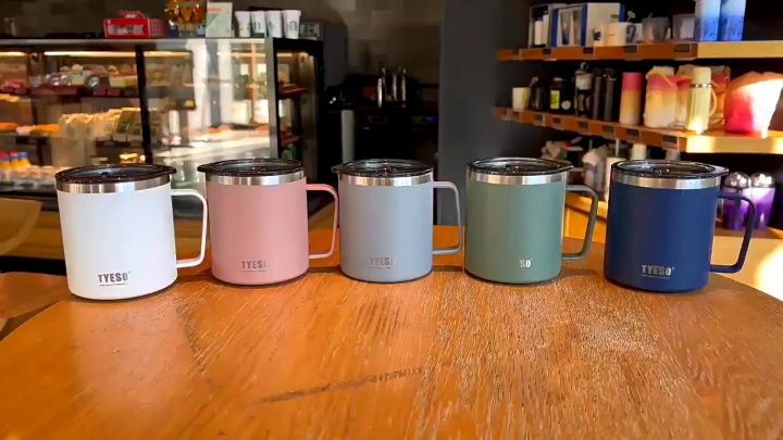 Tyeso แก้วเก็บความเย็น กาแฟ เก็บความร้อน เป็นสแตนเลส 304 เก็บอุณหภูมิ 400mL | Lazada.co.th