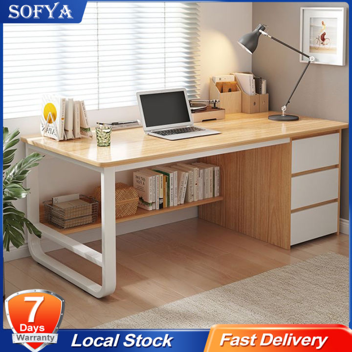 Sofya Computer Office Table With Drawer Cabinet Home Study Table Modern ...