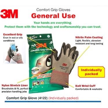 3M Comfort Grip Gloves Size L & Hand Glove General Use Sarung Tangan 手套 ...