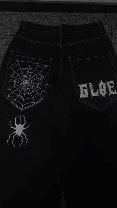 YK Jeans Streetwear Big Pocket Oversized Pants Hip Hop Letter Graphic ...