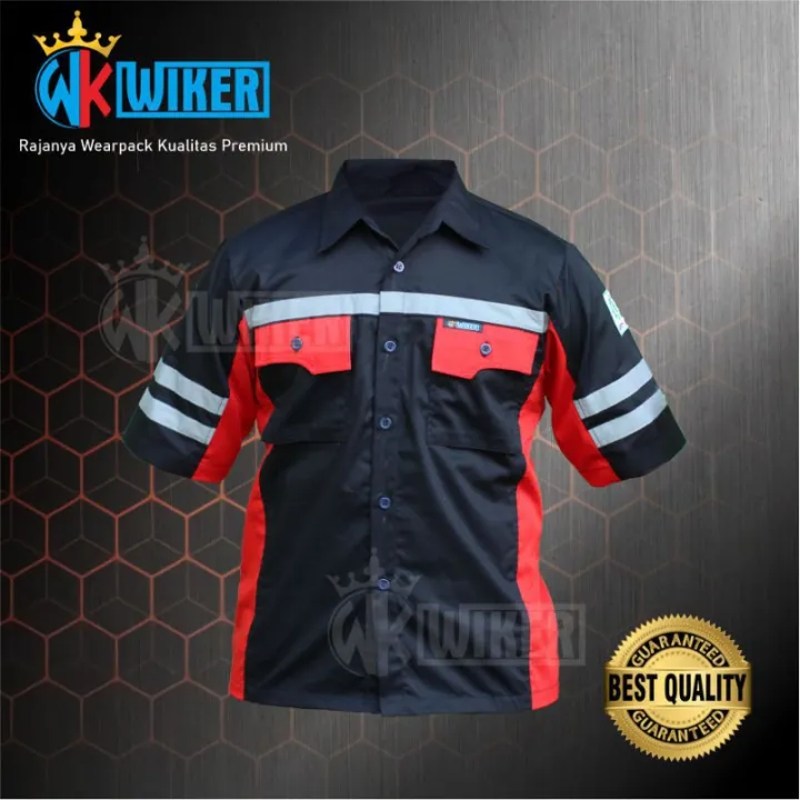 Wearpack safety merah hitam/pakaian kerja/seragam kerja/pakaian katun ...
