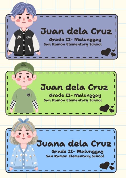 Laminated Name Tag Set for Kids and Toddlers - Back-to-School Item for ...