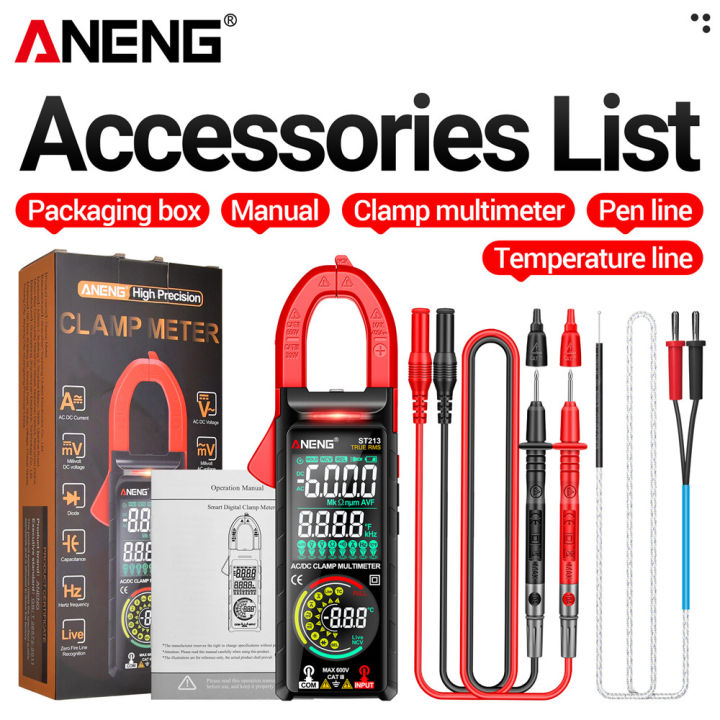 ANENG ST213 smart digital clamp meter DC/AC multimeter current reverse ...