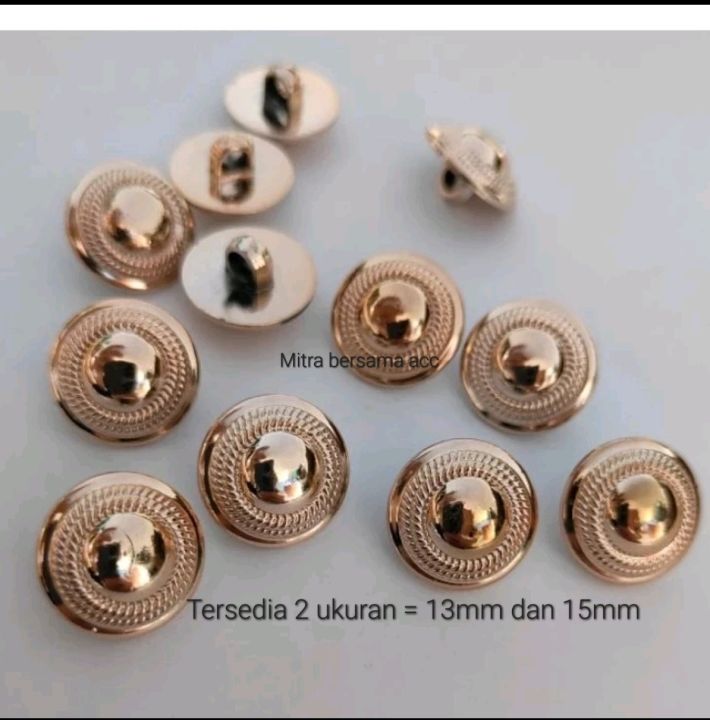 Kancing Baju Jamur Timbul Gold Motif Gerigi Lingkar Ukuran 13mm dan ...